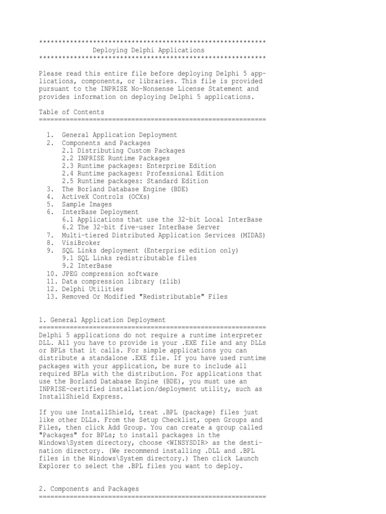 Deploying Delphi Applications Please Read | PDF | Microsoft Windows ... Deploying Delphi Applications Please Read | PDF | Microsoft Windows ...