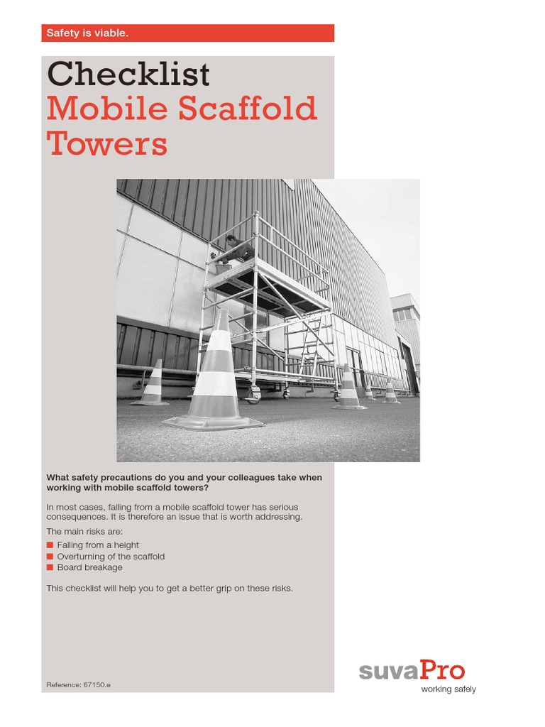 Mobile Scaffold Towers: Checklist | PDF | Scaffolding | Wellness