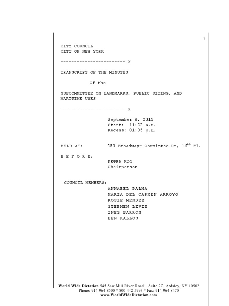 Hearing Transcript - Landmarks 9-8-15 | PDF | Lease | Schools
