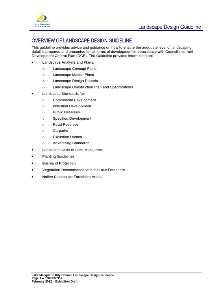 Landscape Design Guideline Summary | PDF | Parking Lot | Road