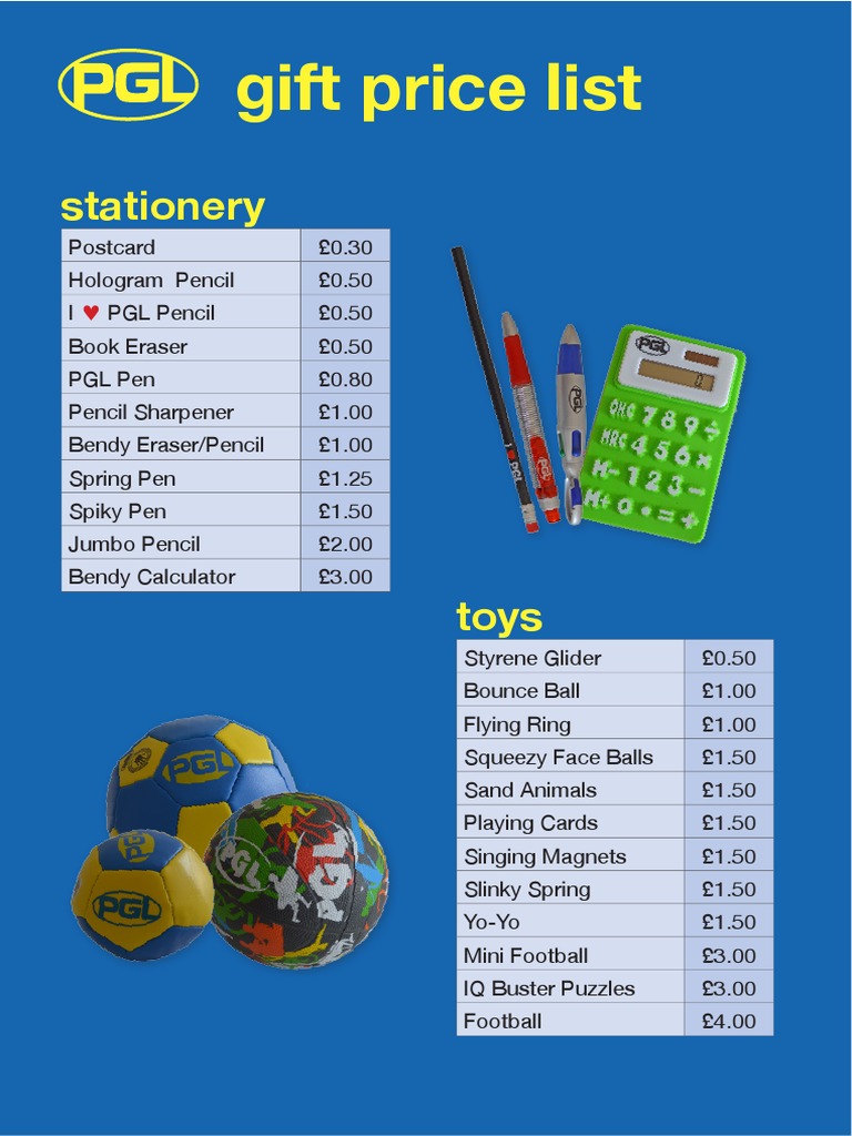 PGL Shop Price List | PDF | Leisure | Sports