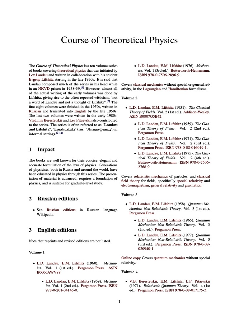 Course of Theoretical Physics | PDF | Art