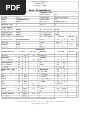 Semen Analysis Report The Semen Analysis “Sperm Test”