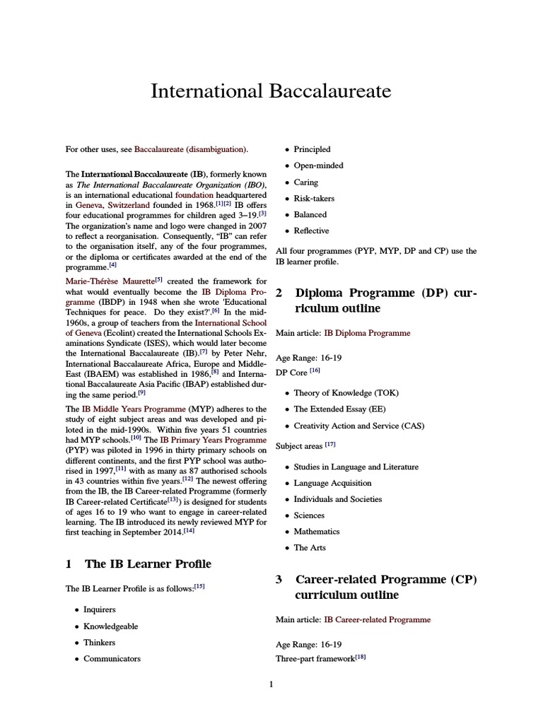 International Baccalaureate | PDF | Schools | Educational Organizations