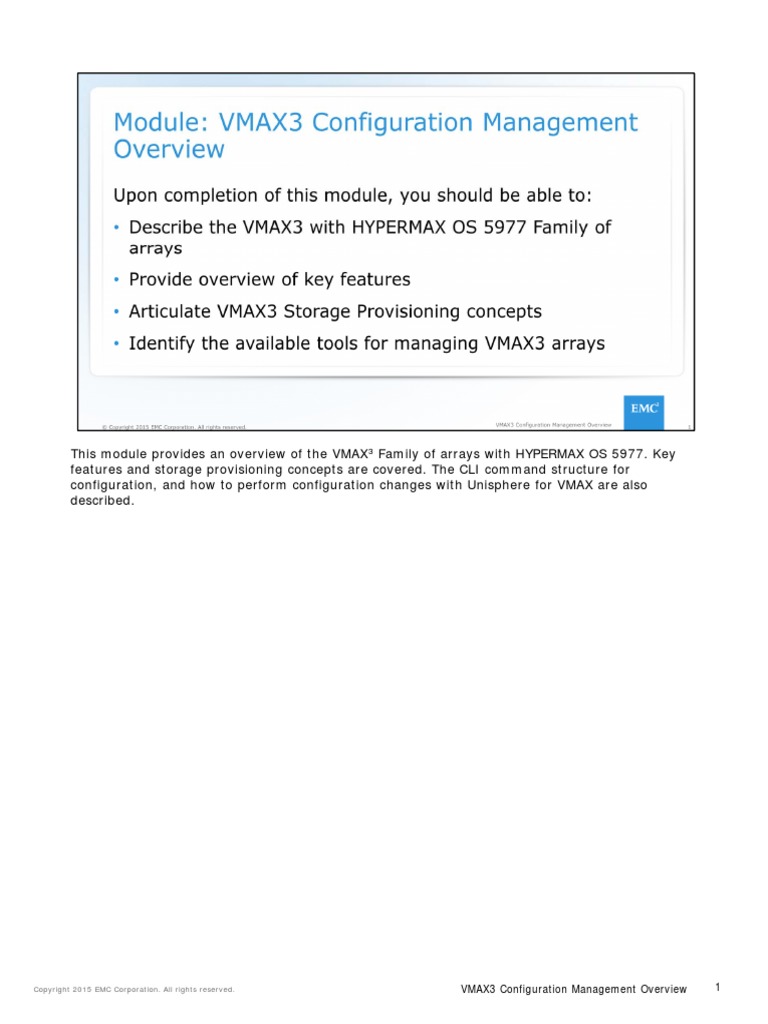 VMAX3 Configuration Management Overview | PDF | Disk Storage | Command ...