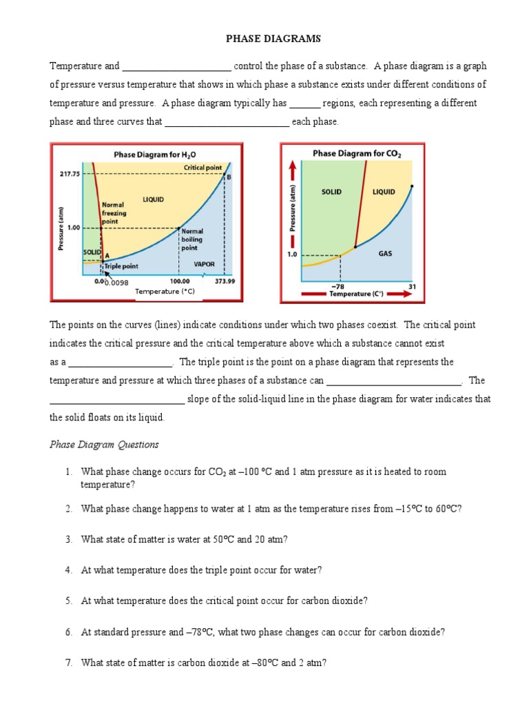 CH Phase Diagrams Notes Ws | PDF | Phase Diagram | Phase (Matter)