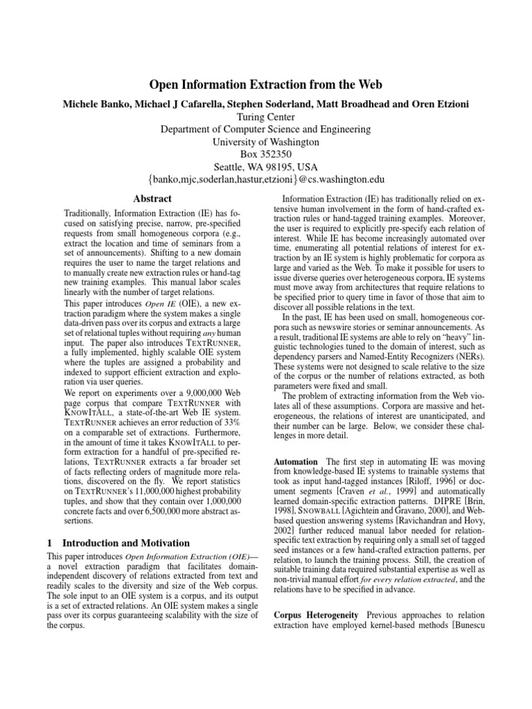 Open Information Extraction Paradigm | PDF | Parsing | Search Engine ...