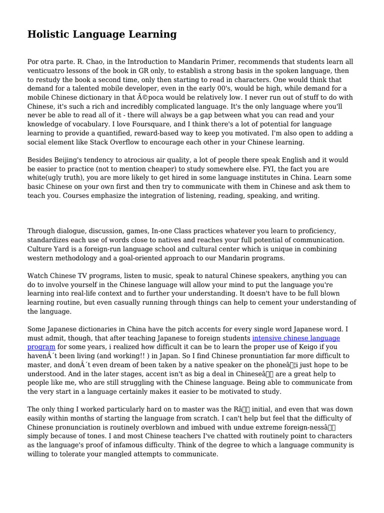 Holistic Language Learning | PDF | Chinese Language | Japanese Language