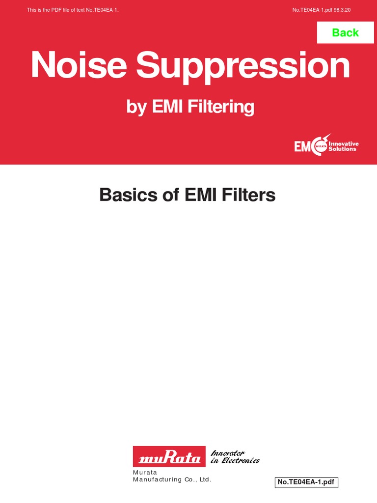 Murata - Basics of EMI Filters | PDF | Inductor | Electronic Filter