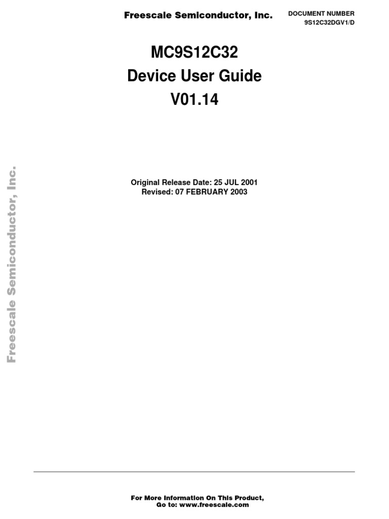 MC9S12C32 Device User Guide V01.14: Freescale Semiconductor, Inc | PDF ...