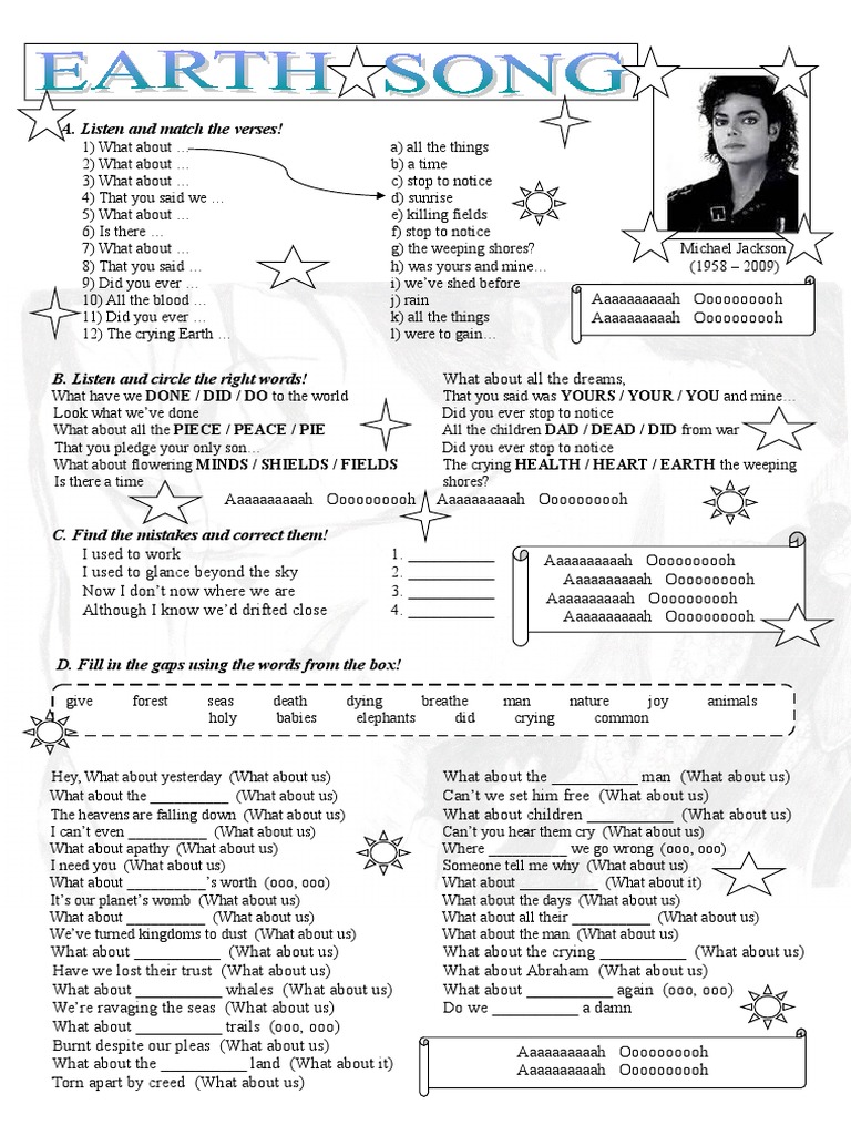 Earth Song Worksheet | PDF