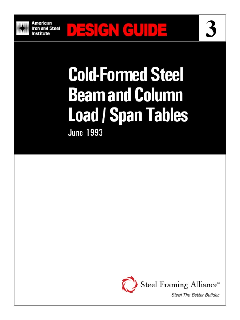 Design Guide of Cold Formed Steel Beams and Column Load Span Tables 3 ...