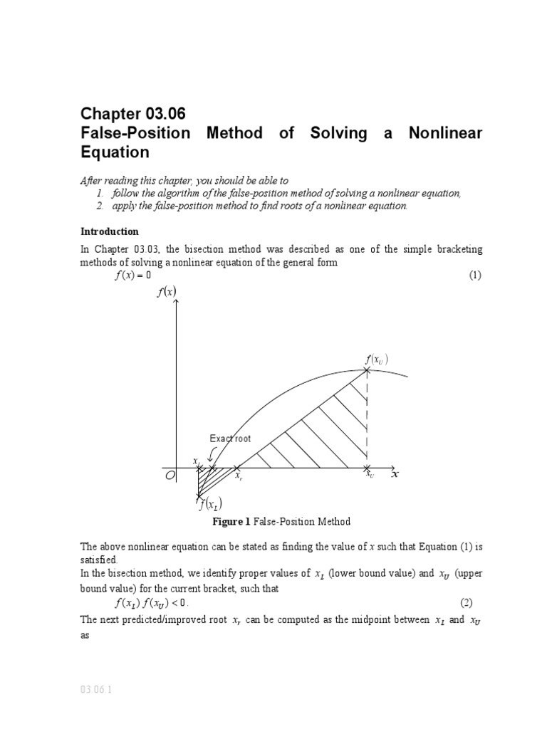 False-Position Method of Solving a Nonlinear Equation: Exact root | Mathematics Of Computing ...