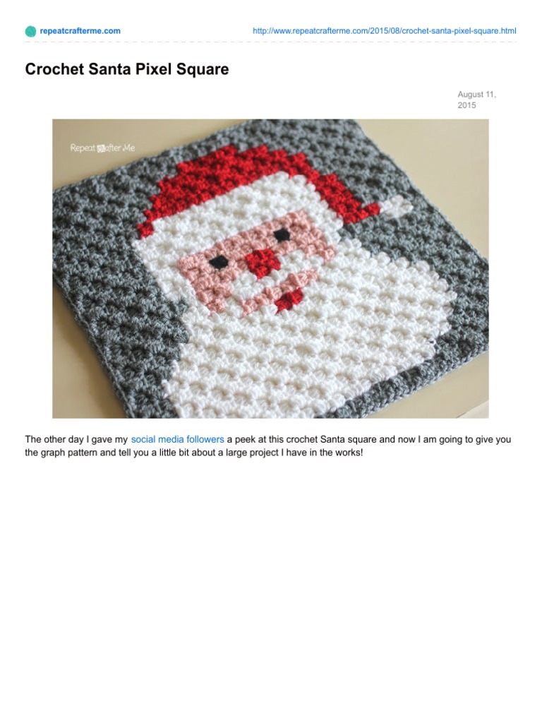 Crochet Santa Pixel Square Guide | PDF