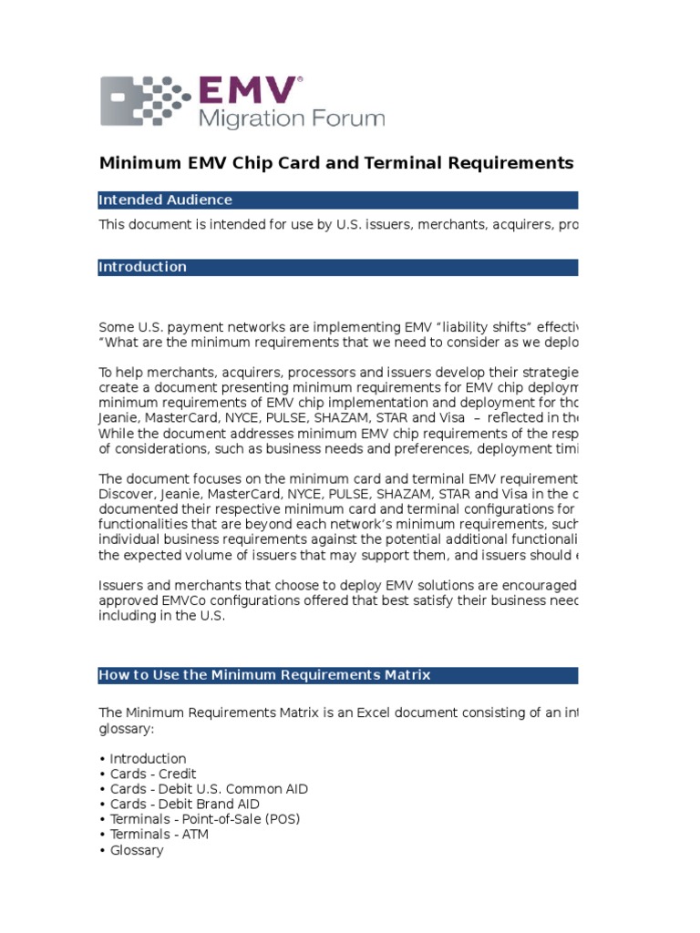 EMV Card and Terminal Basic Requirements FINAL 04 15 v2.2 | PDF | Emv ...