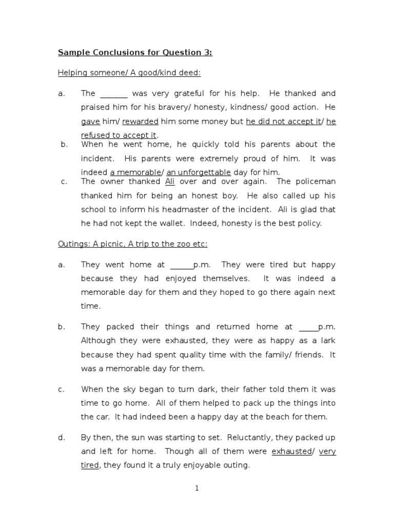 Sample Conclusions For Question 3 | PDF