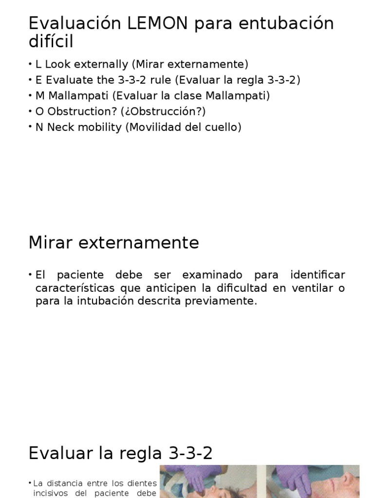 Evaluación LEMON para Entubación Difícil | PDF | Lesión ...