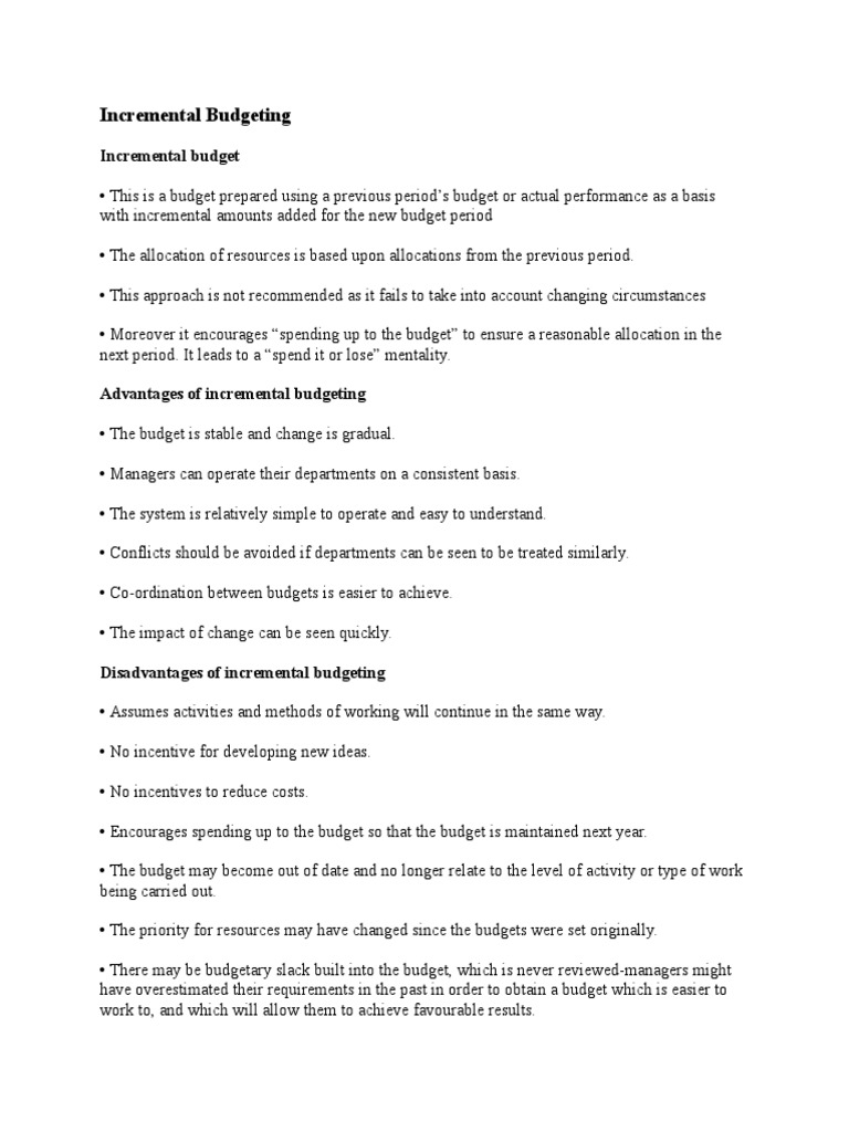Incremental Budgeting | PDF | Budget | Economies