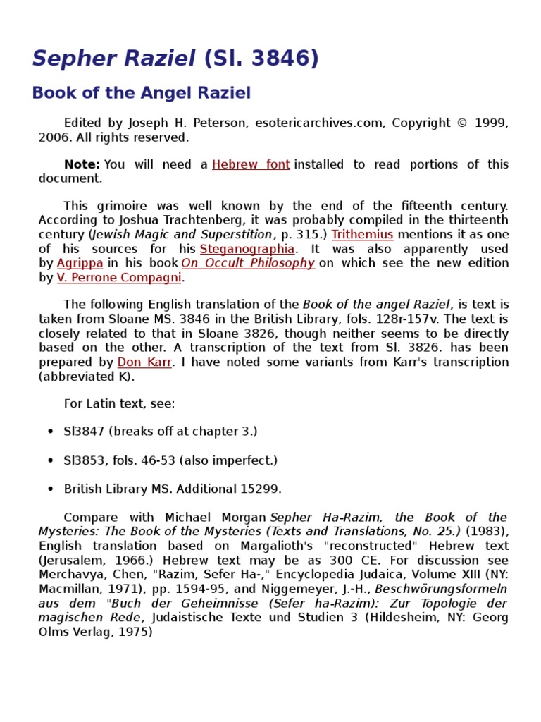 Sefer Raziel | PDF | Thou | Astronomy