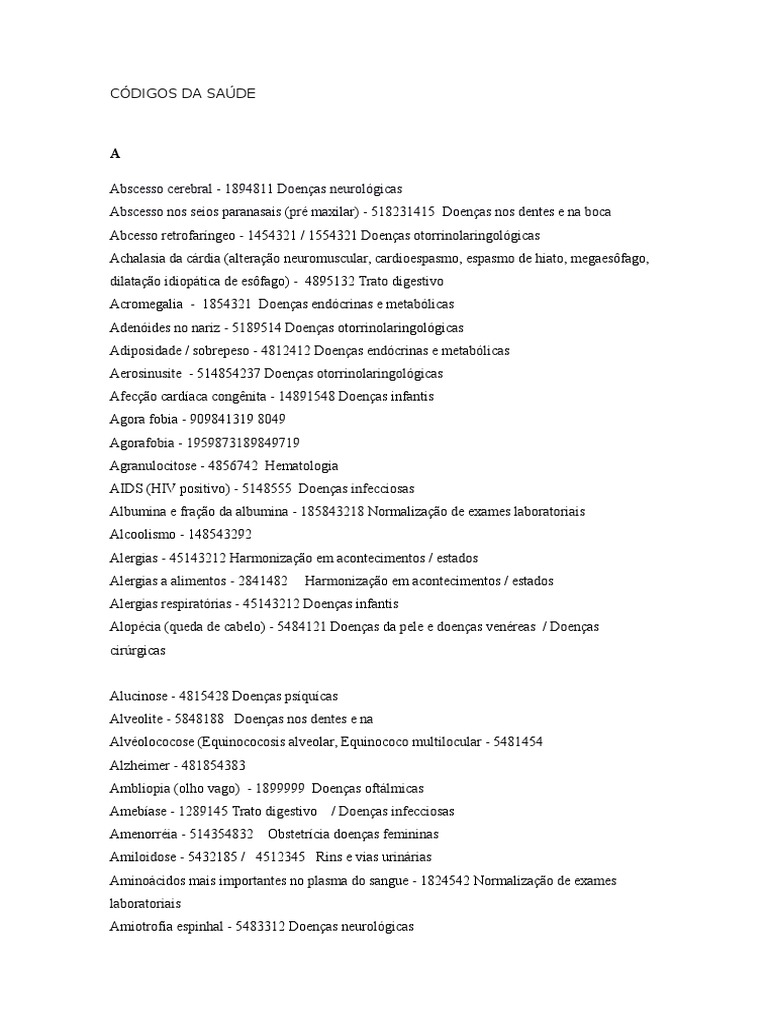Códigos Da Saúde | PDF | Câncer | Sistema circulatório