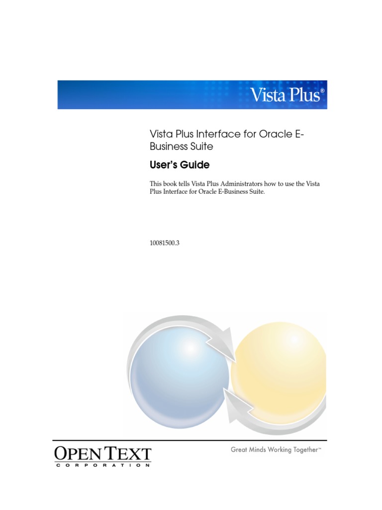 Vista Plus Interface For Oracle E-Business Suite User Guide PDF | PDF ...