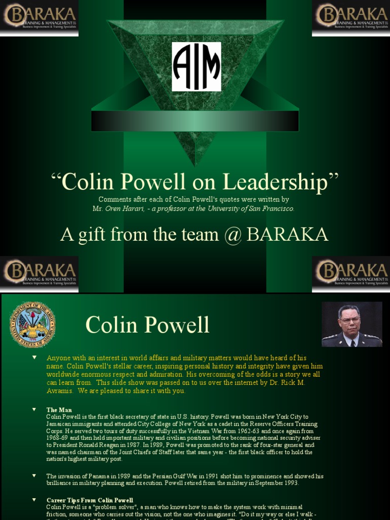 Colin Powell's 10 Lessons on Leadership | PDF | Colin Powell | Optimism