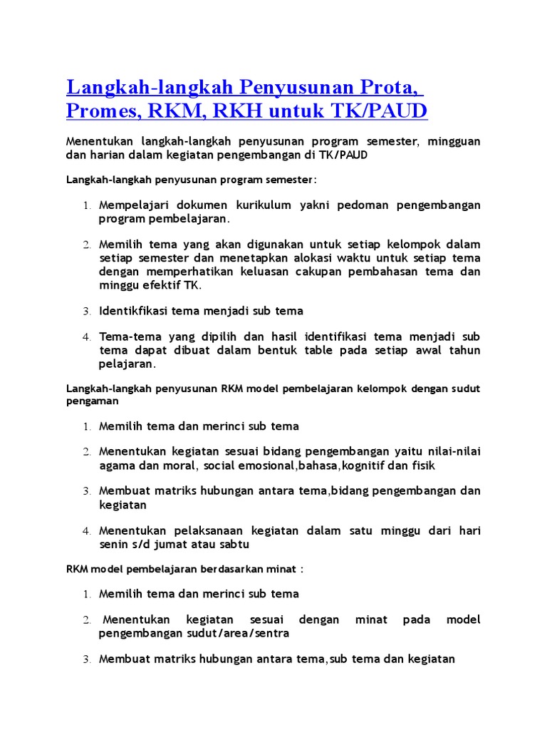 RKH, RKM Paud | PDF | Sains & Matematika
