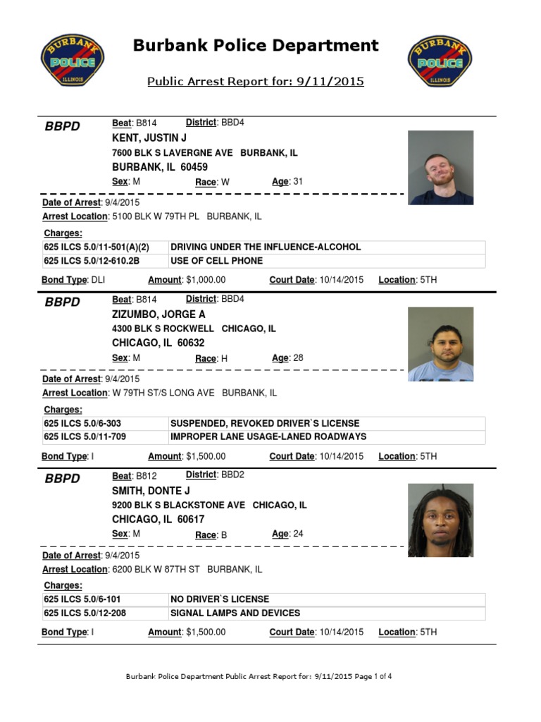 Burbank Police Arrest Report 9/2015 | PDF | Transport Safety | Driving