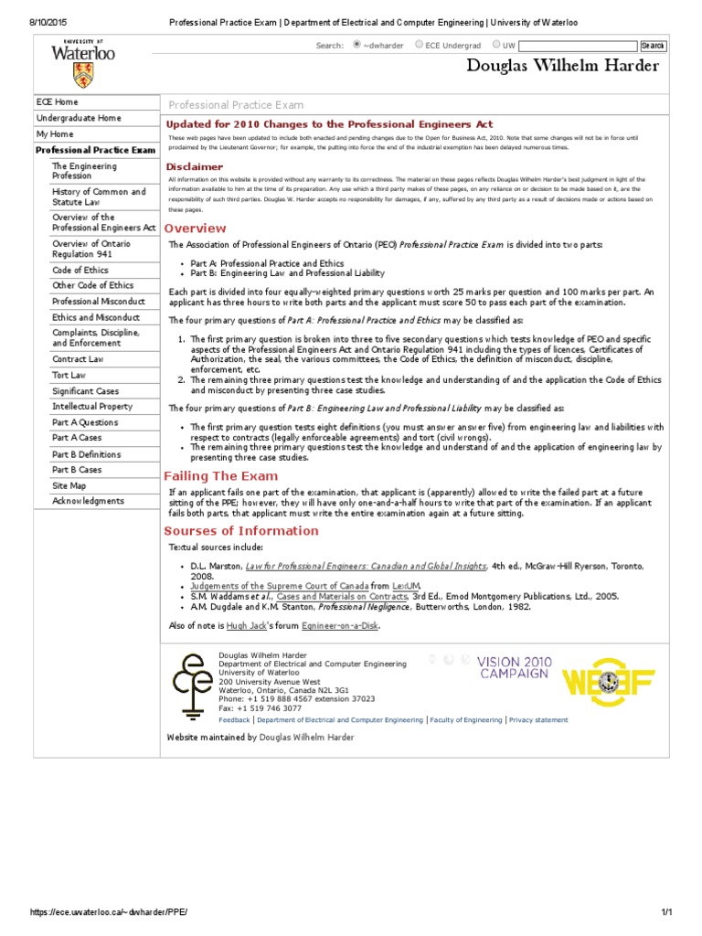 Professional Practice Exam - Department of Electrical and Computer ...