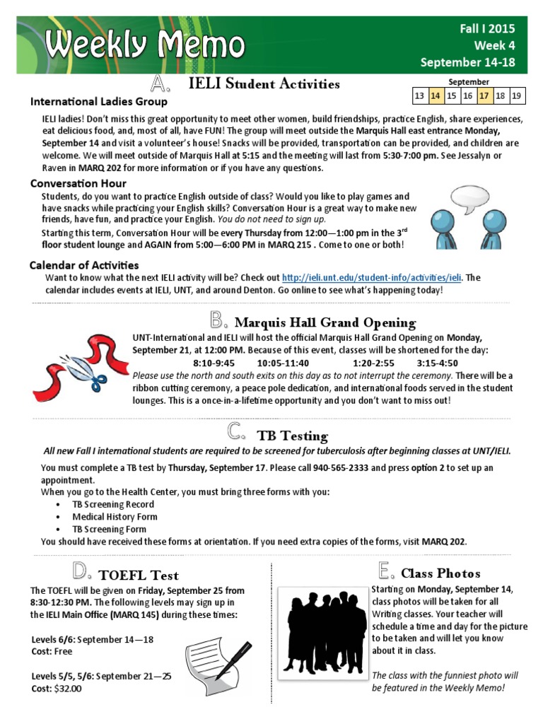 2015 Fall I Week 4 - Weekly Memo | PDF | Tuberculosis