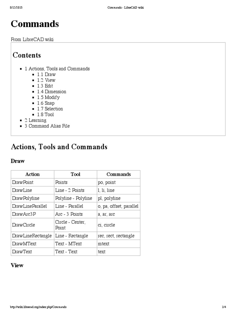 Commands - LibreCAD Wiki | PDF | Command Line Interface | System Software