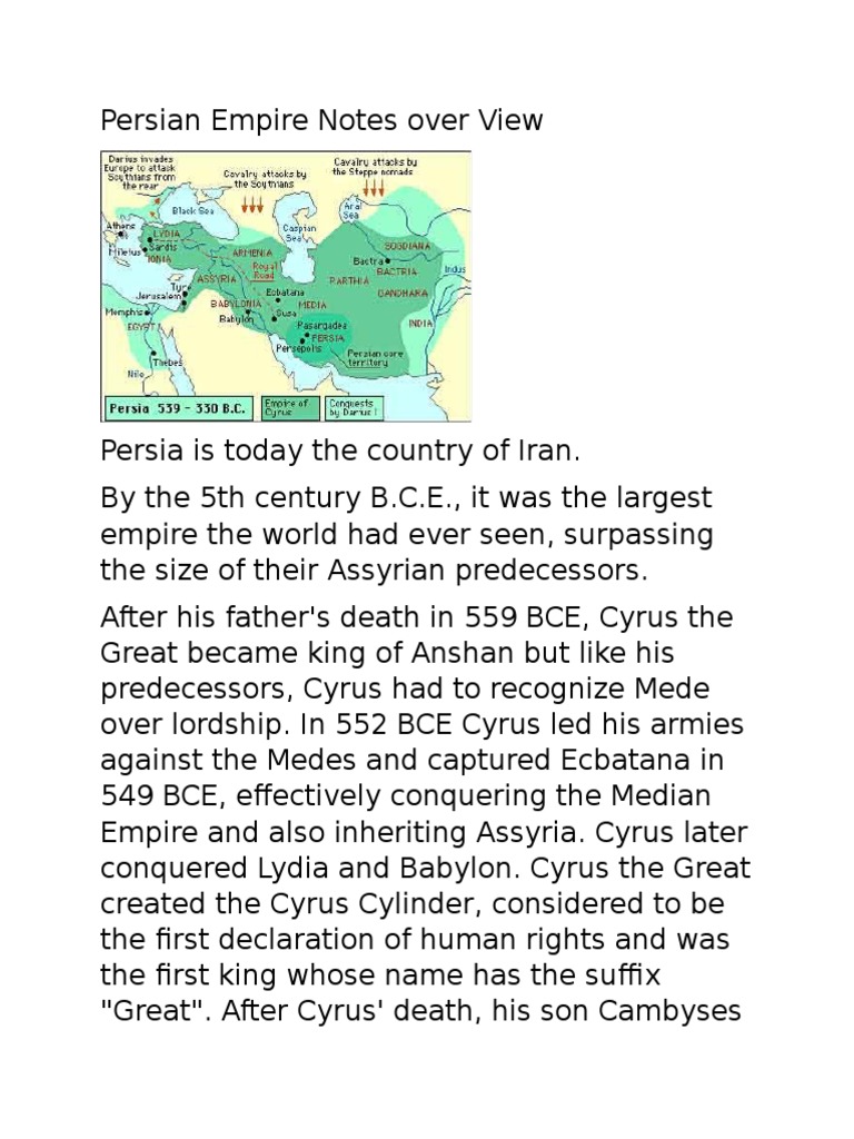 Persian Empire Notes Over View | PDF | Cyrus The Great | Europe Travel