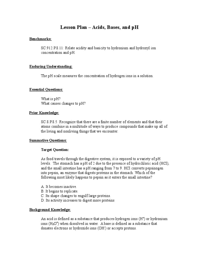 High School Chemistry: pH and Reactions | PDF | Acid | Ph