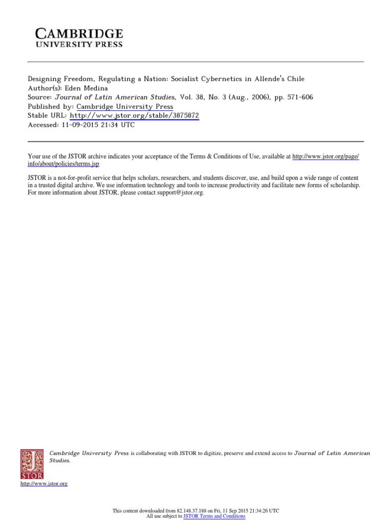 Socialist Cybernetics in Chile | PDF | Cybernetics | Systems Theory