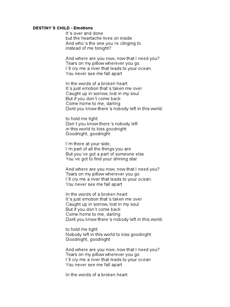 DESTINY S CHILD - Emotions | PDF | Religion And Belief