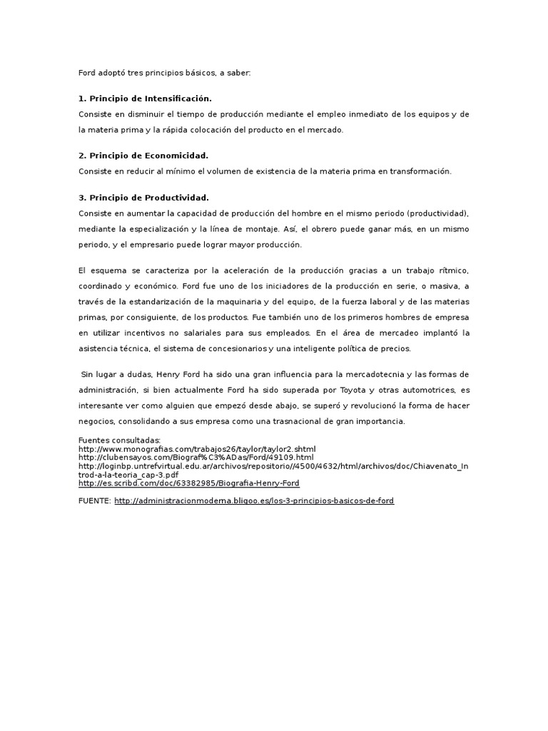 3 Principios de Ford | PDF