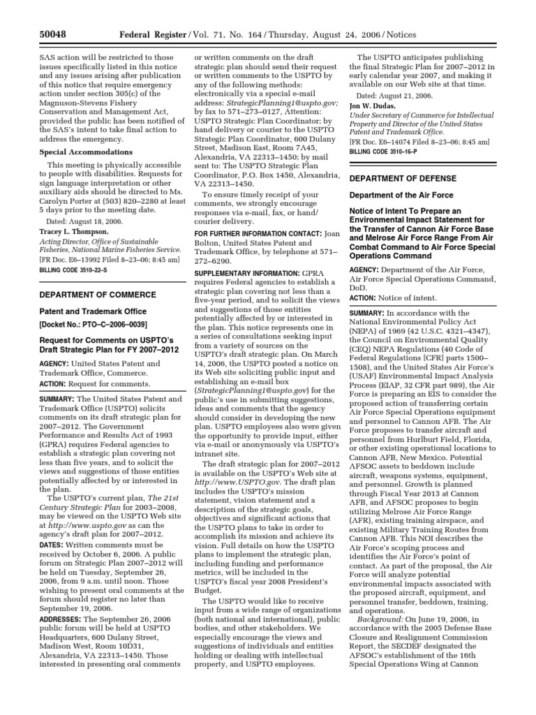Notice: Environmental Statements Notice of Intent: Cannon Air Force ...