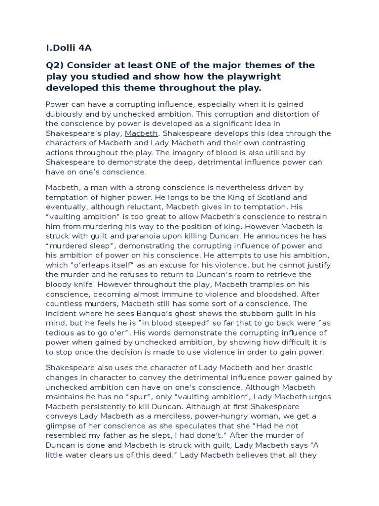 Macbeth Essay | Download Free PDF | Macbeth | Conscience