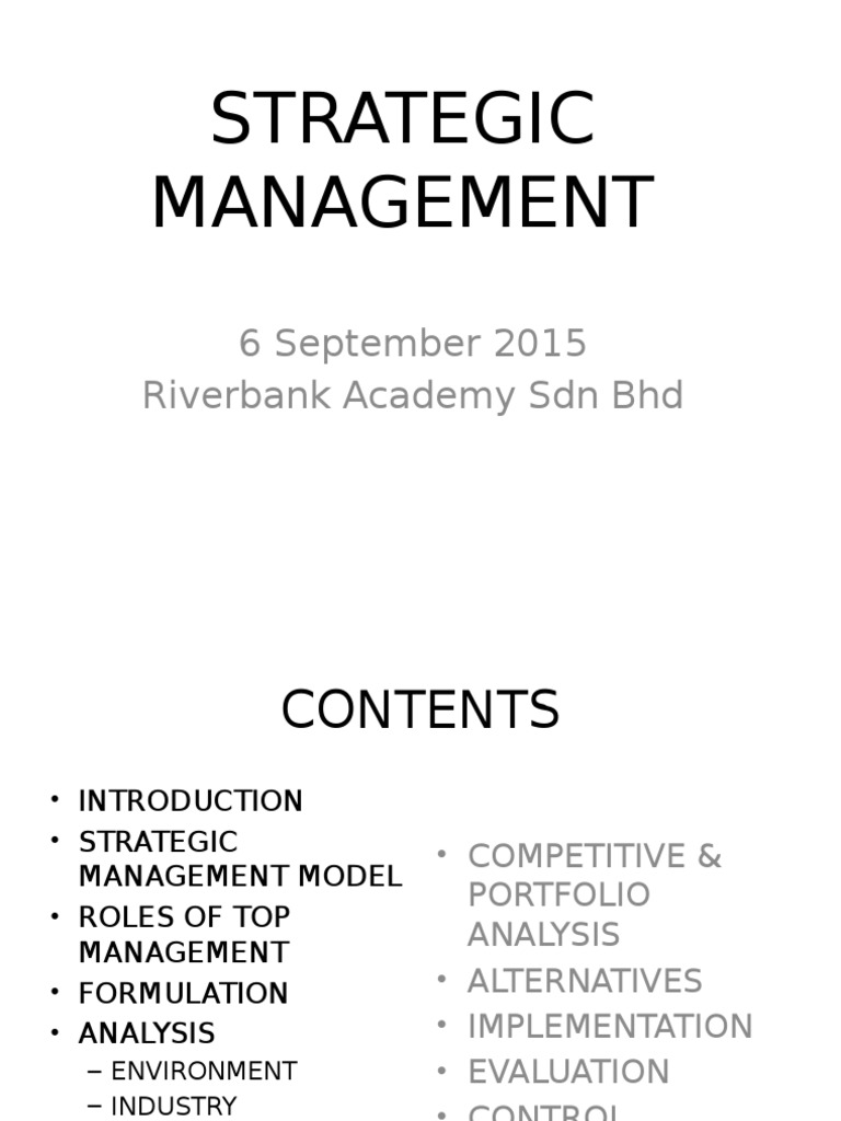 Strategic Management Overview and Roles | PDF | Strategic Management ...