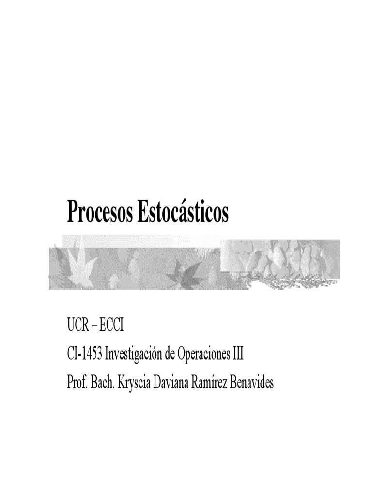 Procesos Estocásticos y Ejemplos | PDF | Cadena Markov | Estocástico