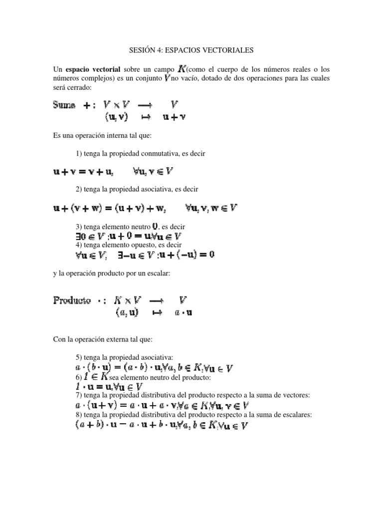 Tema 4 Espacios Vectoriales Pdf Espacio Vectorial Campo Matemáticas