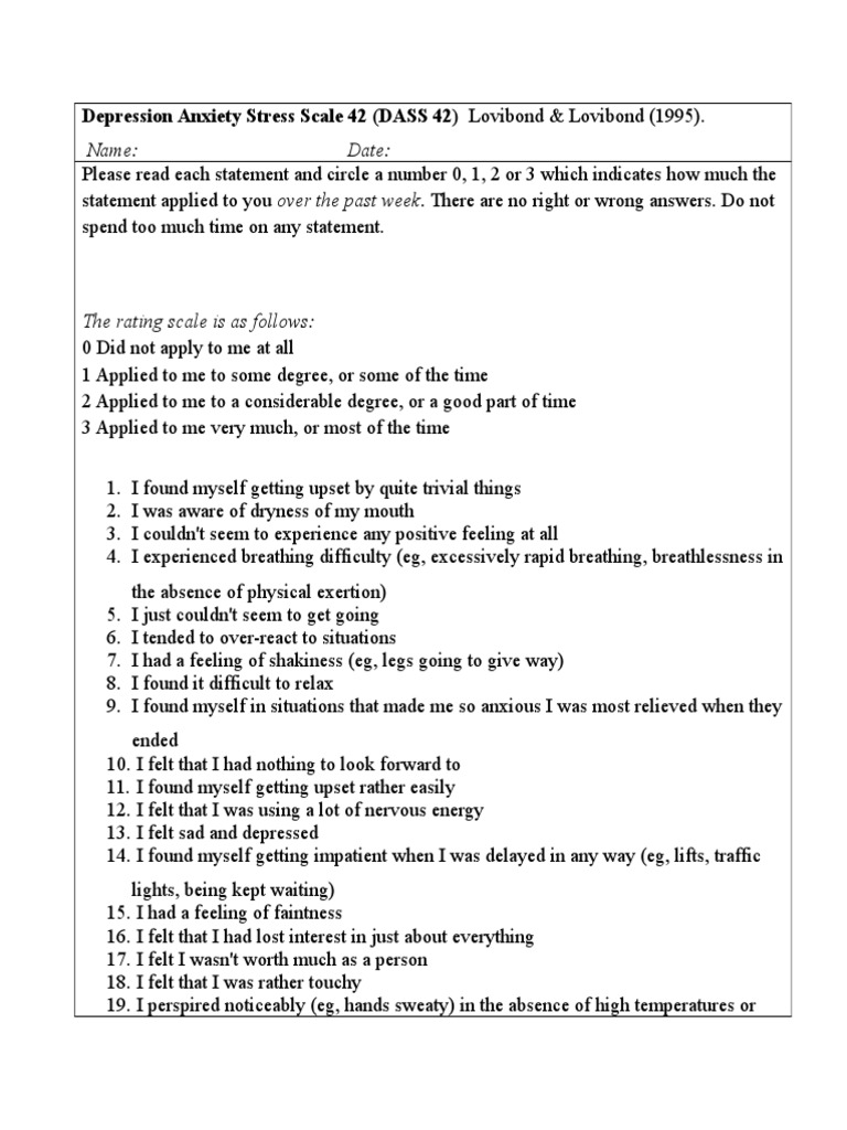 Depression Anxiety Stress Scale 42 | PDF | Standard Deviation | Anxiety