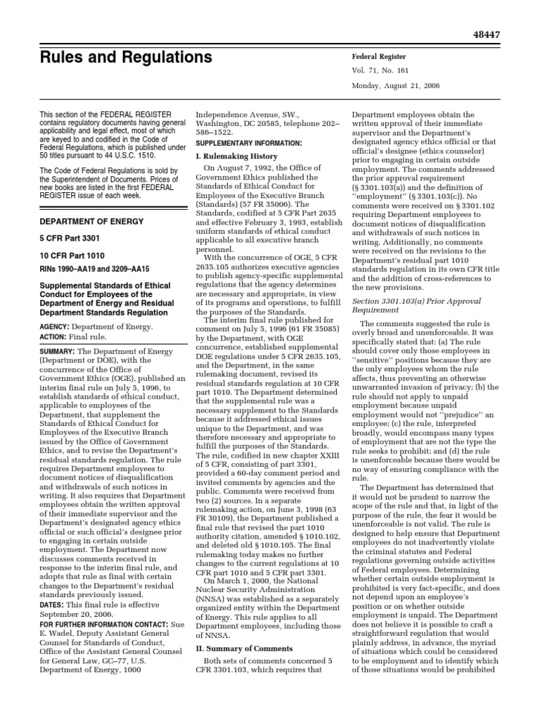 Rule: Conflict of Interests | PDF | Rulemaking | Federal Register