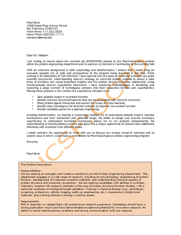 Cover Letter | PDF | Bioinformatics | Proteins