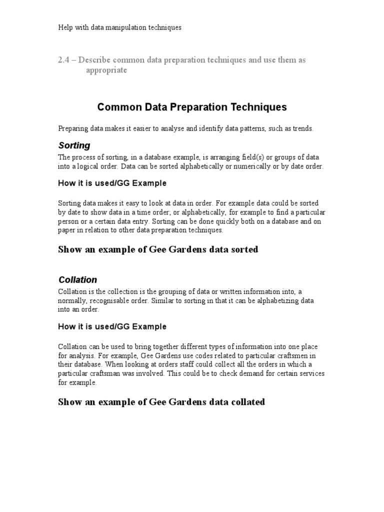 Data Manipulation | PDF | Collation | Data