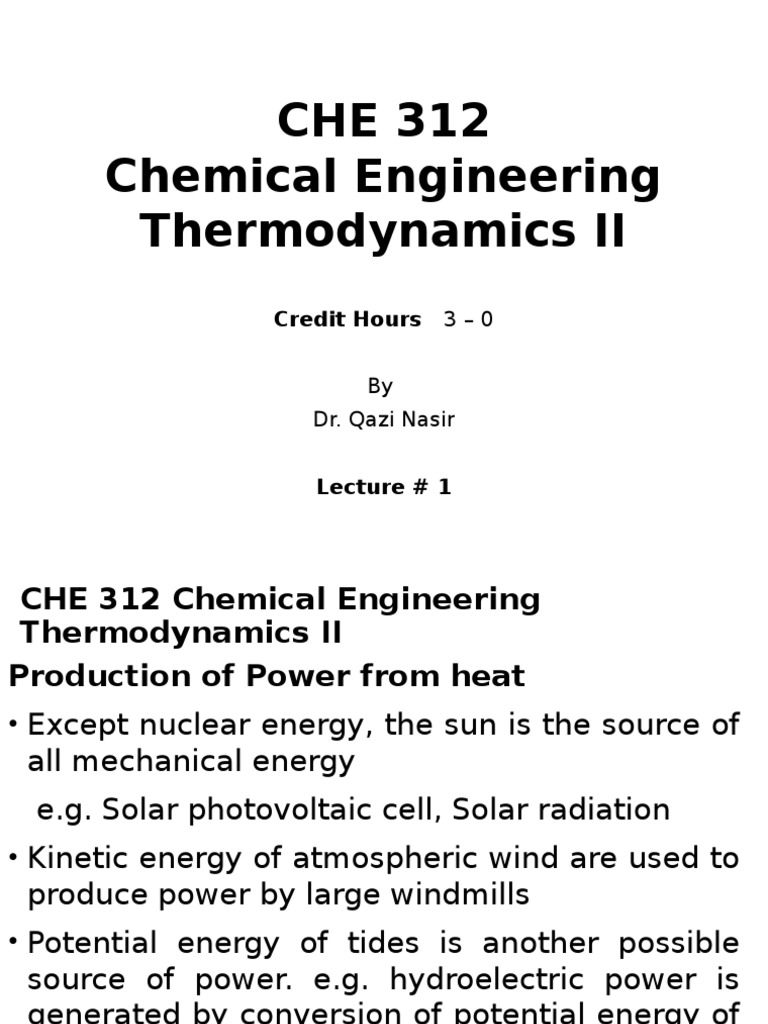 CHE 312 Lecture 2 | PDF | Steam | Heat