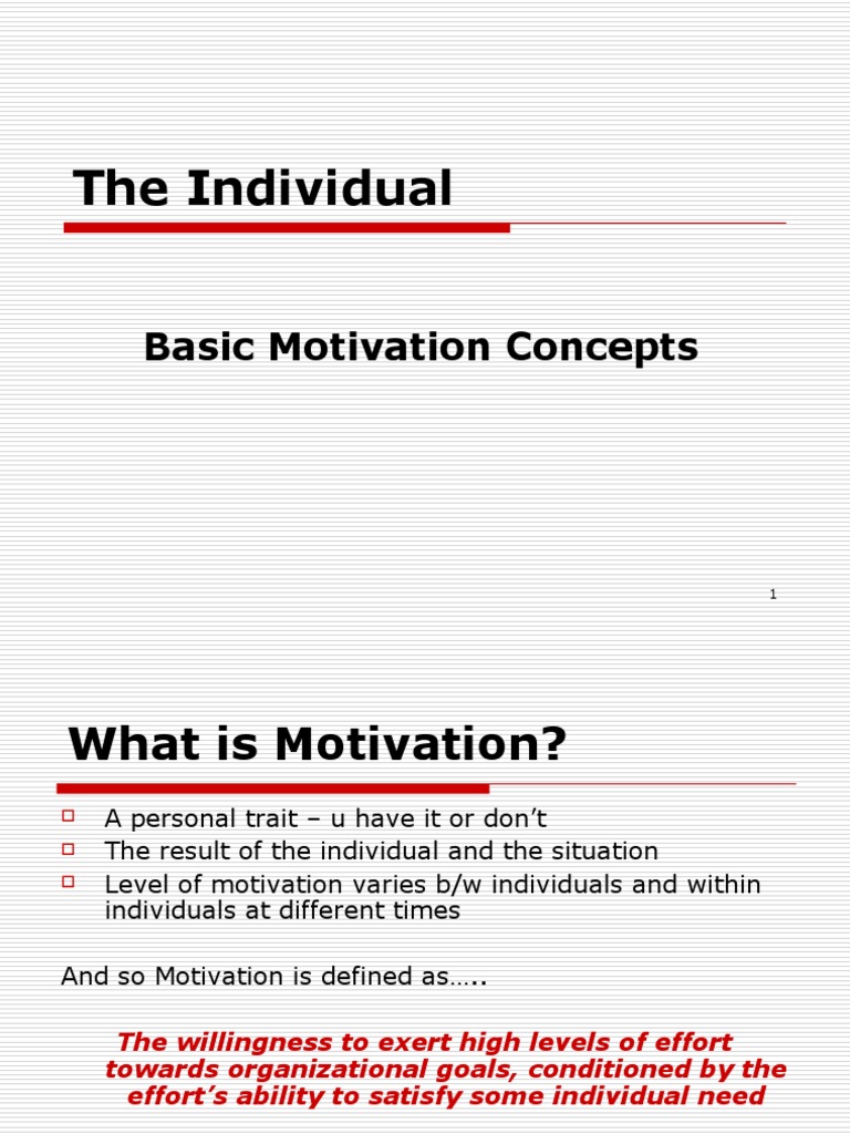 The Individual: Basic Motivation Concepts | PDF | Motivation | Motivational