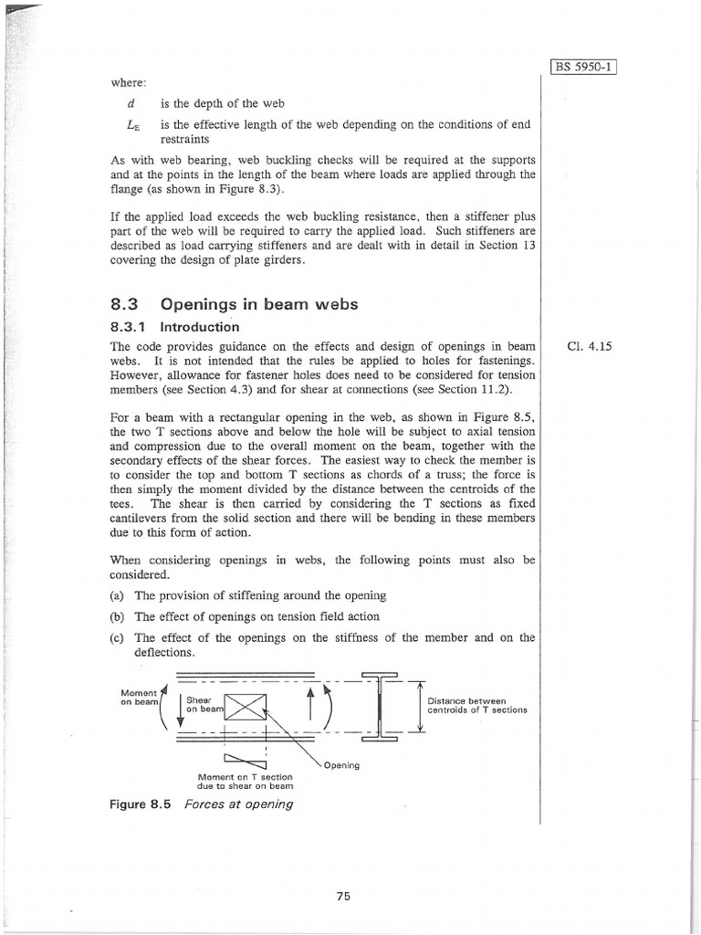 Openings in Beam Webs in BS Code | PDF