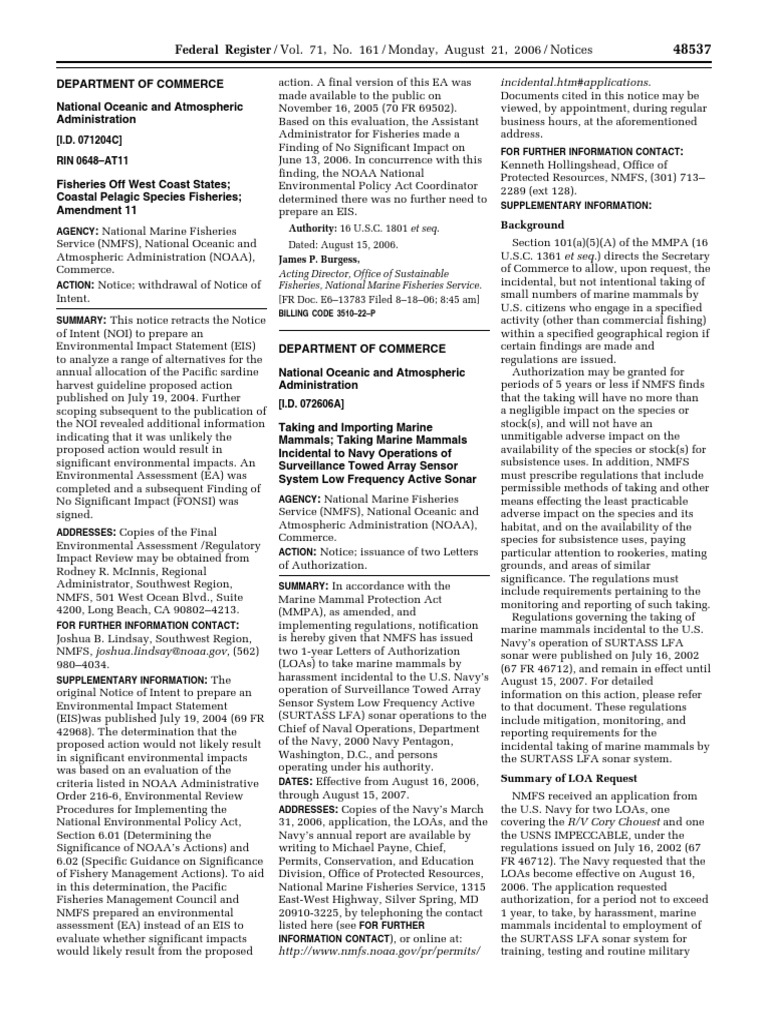 Notice: Environmental Statements Notice of Intent: U. S. Navy ...