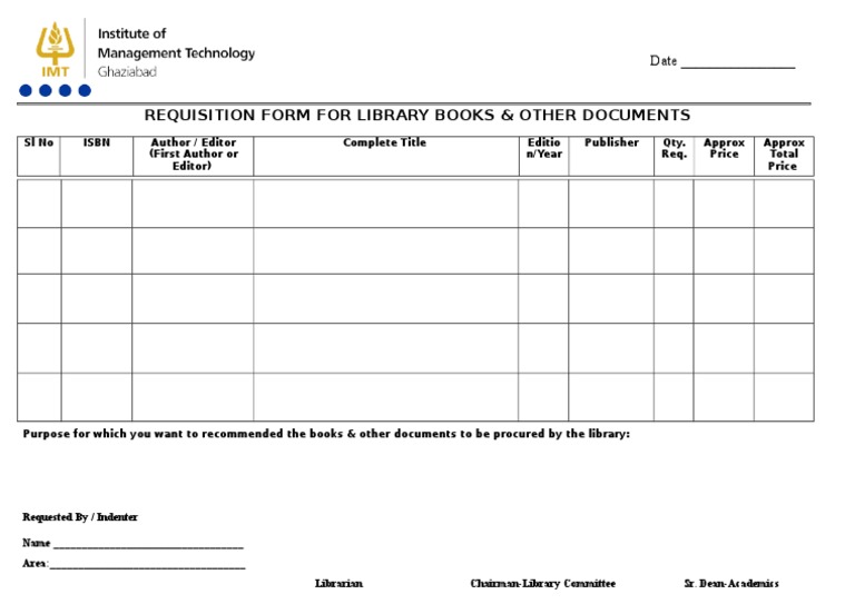 Library Book Requisition Form | PDF | Foreign Language Studies